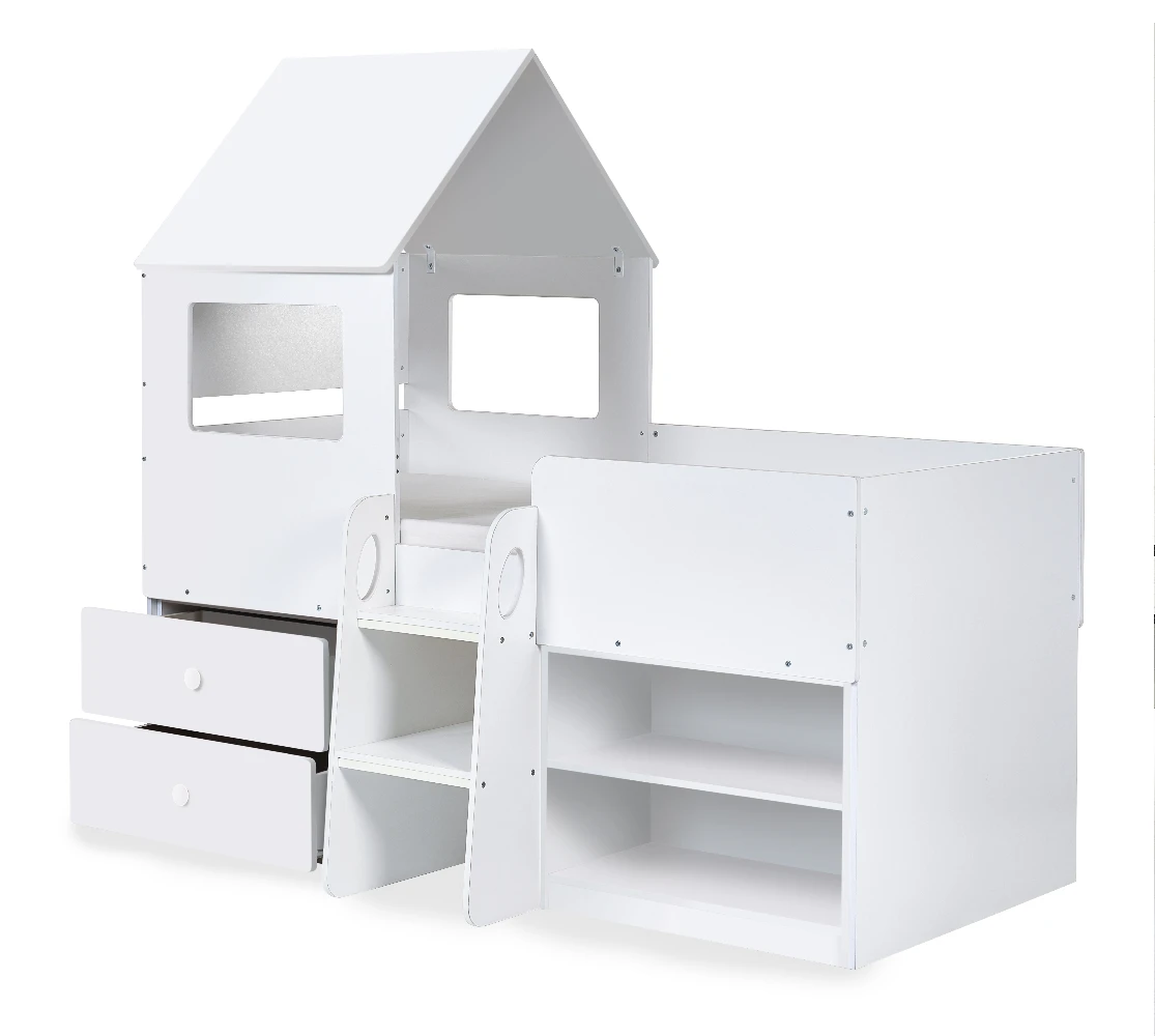 Orpheus Midsleeper - All White - Kids Treehouse Bed With Storage ...
